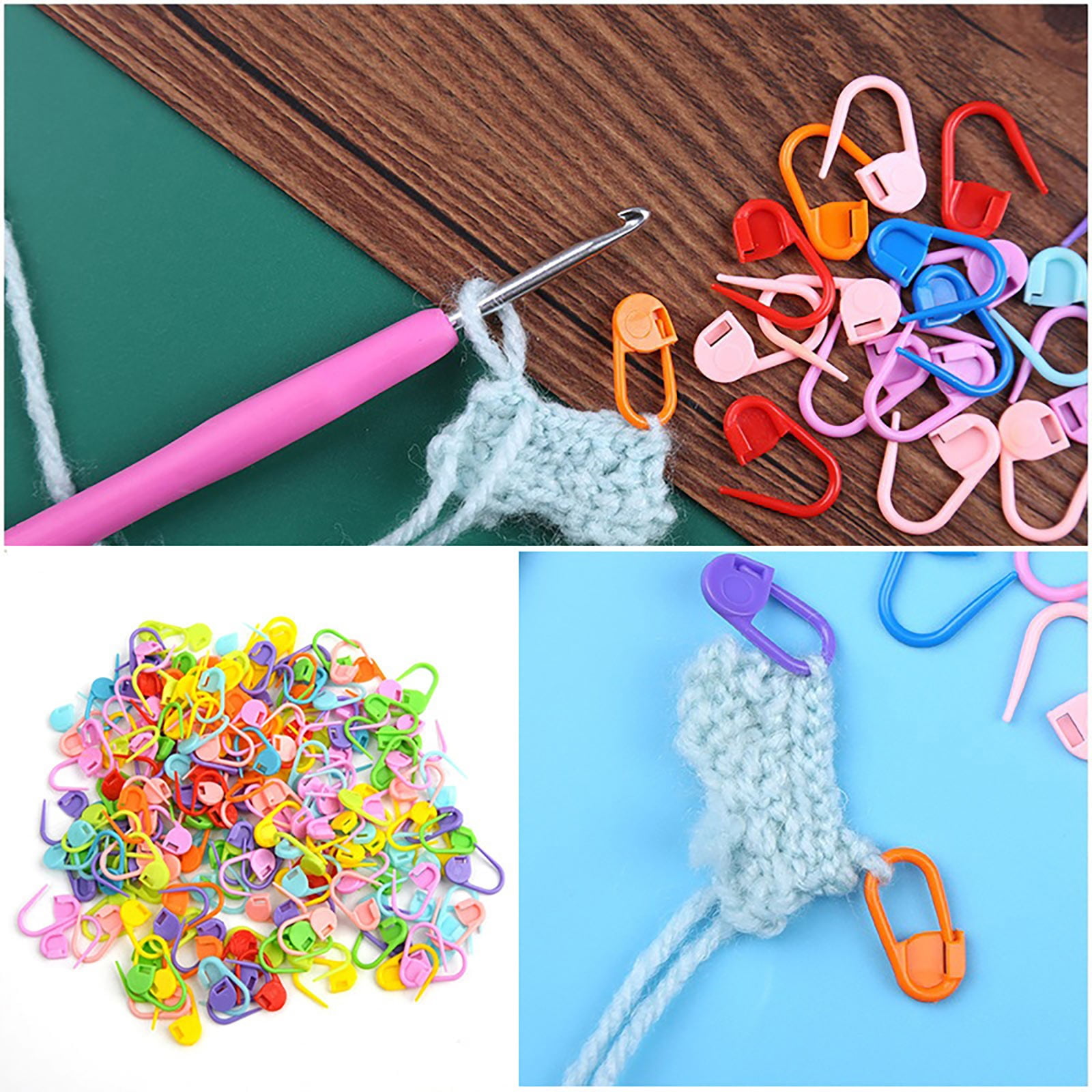 1 Box Of Colored Pins (8 Grid 104P) 104pcs Knitting Counter Crochet Locking Markers Needle Clip ...