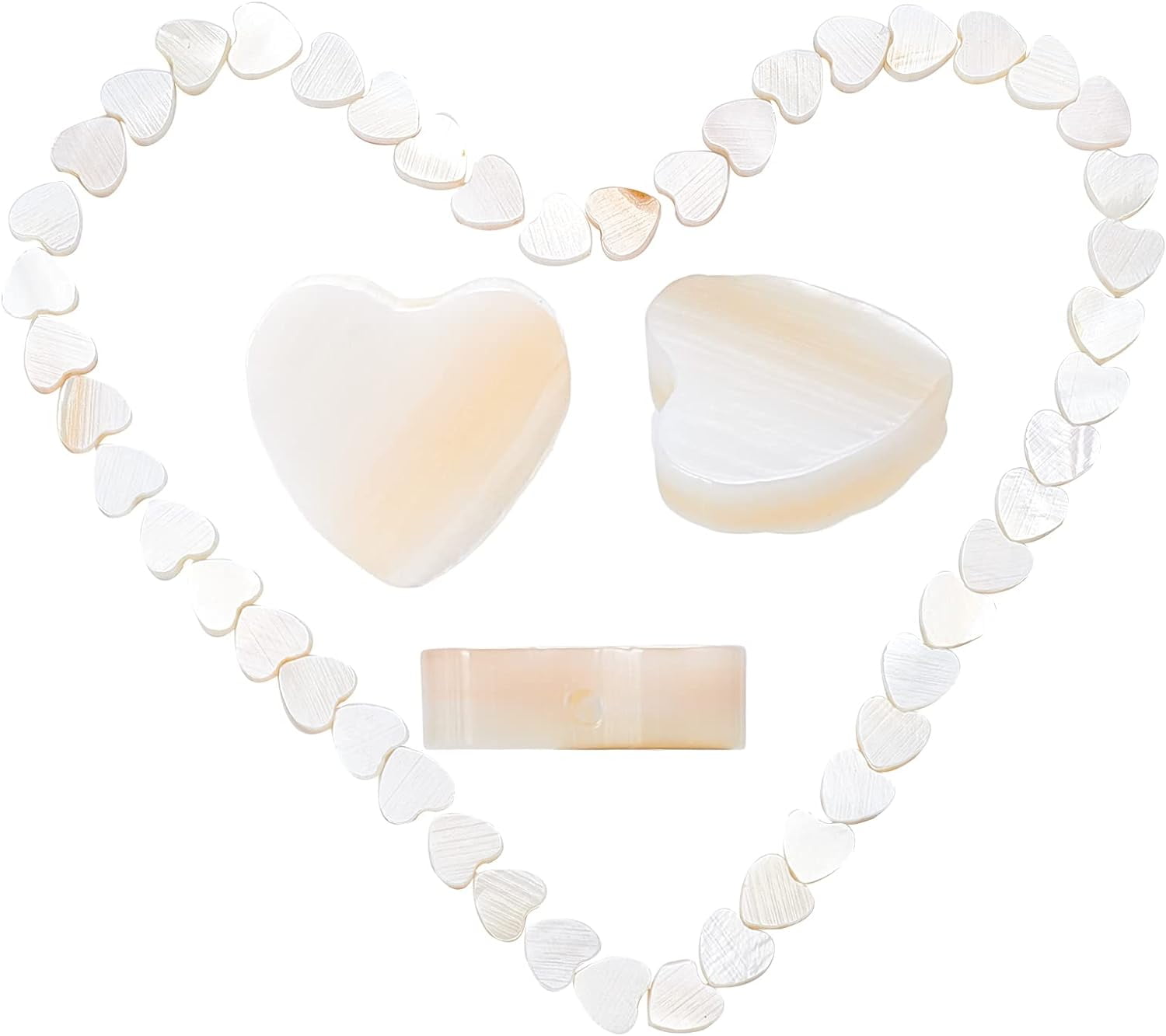 1 Box Polished Heart Natural Freshwater Mother of Pearl Shell Heart ...