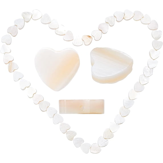 1 Box Polished Heart Natural Freshwater Mother of Pearl Shell Heart ...