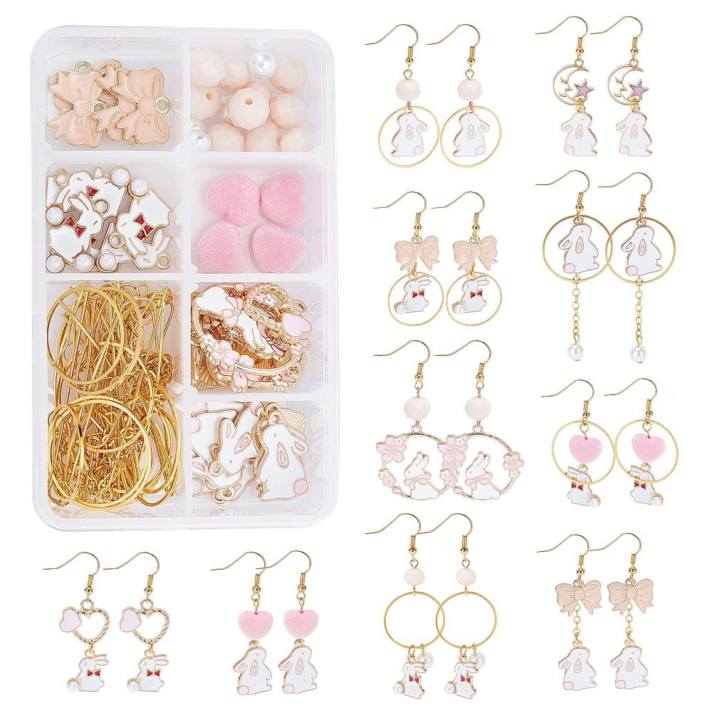 1 Box Rabbit Theme Dangle Earring DIY Making Kit Including Alloy Enamel ...