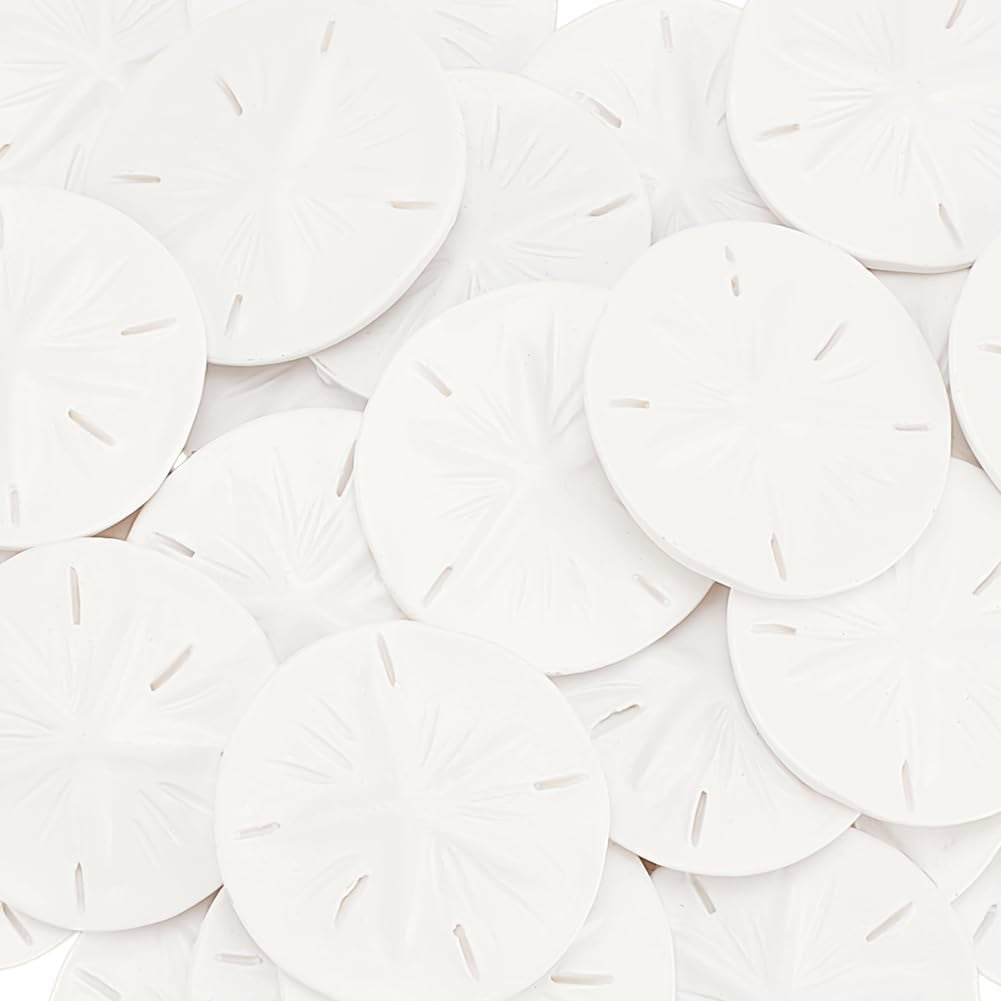 1 Box Resin Display Decorations Sand Dollar Shape White 38mm 30pcs/box ...