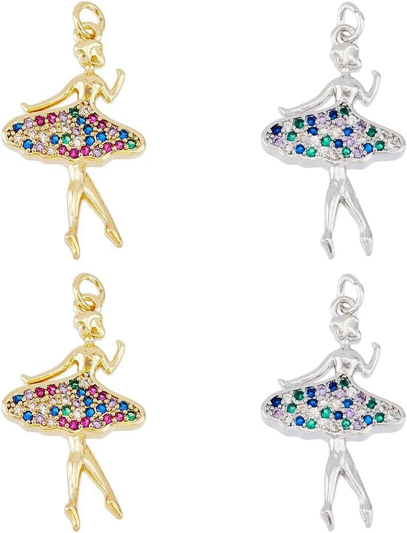 1 Box Rhinestone Dancer Charms Ballet Charms with Open Jump Ring Cubic ...
