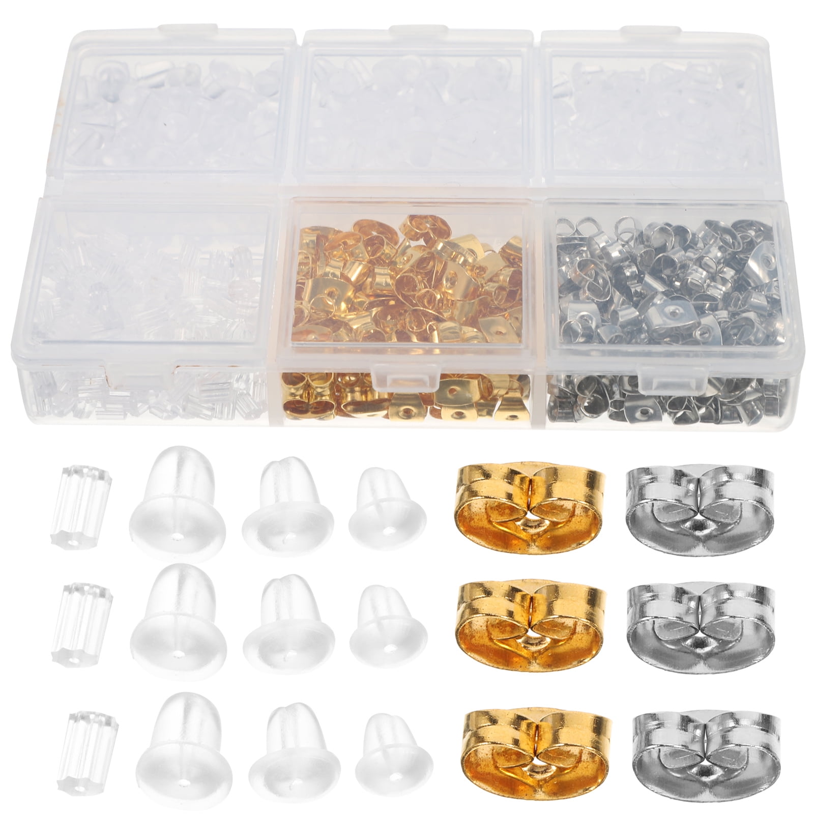 1 Box Silicone and Metal Earring Backs for Studs Comfortable Fit Sturdy ...
