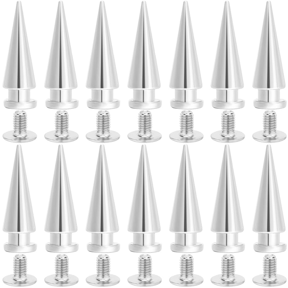 1 Box Silver Cone Spikes Spike and Studs 20mm Metal Cone Punk Round ...