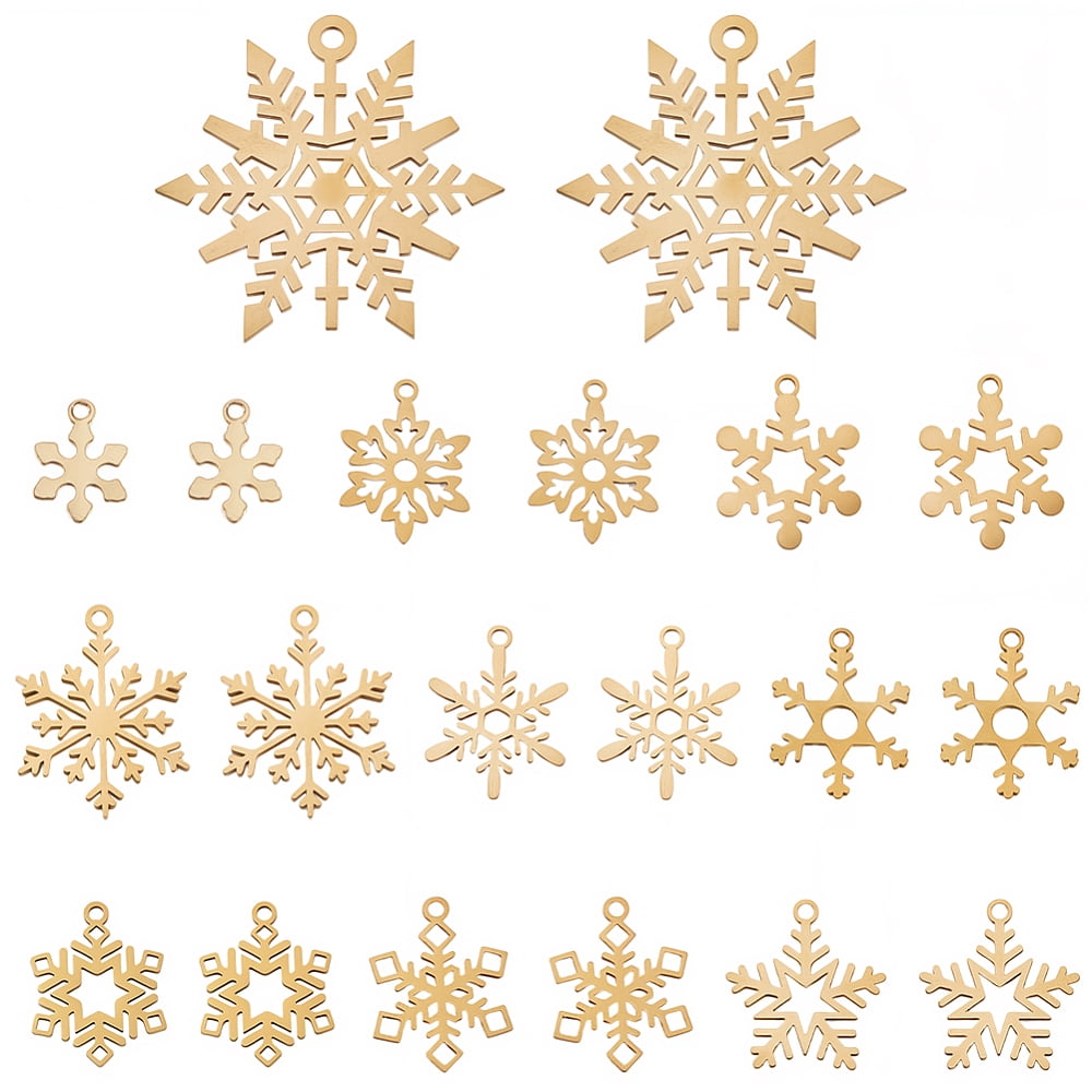 1 Box Snowflake Charms Christmas Charm Bulk Stainless Steel Winter Xmas ...