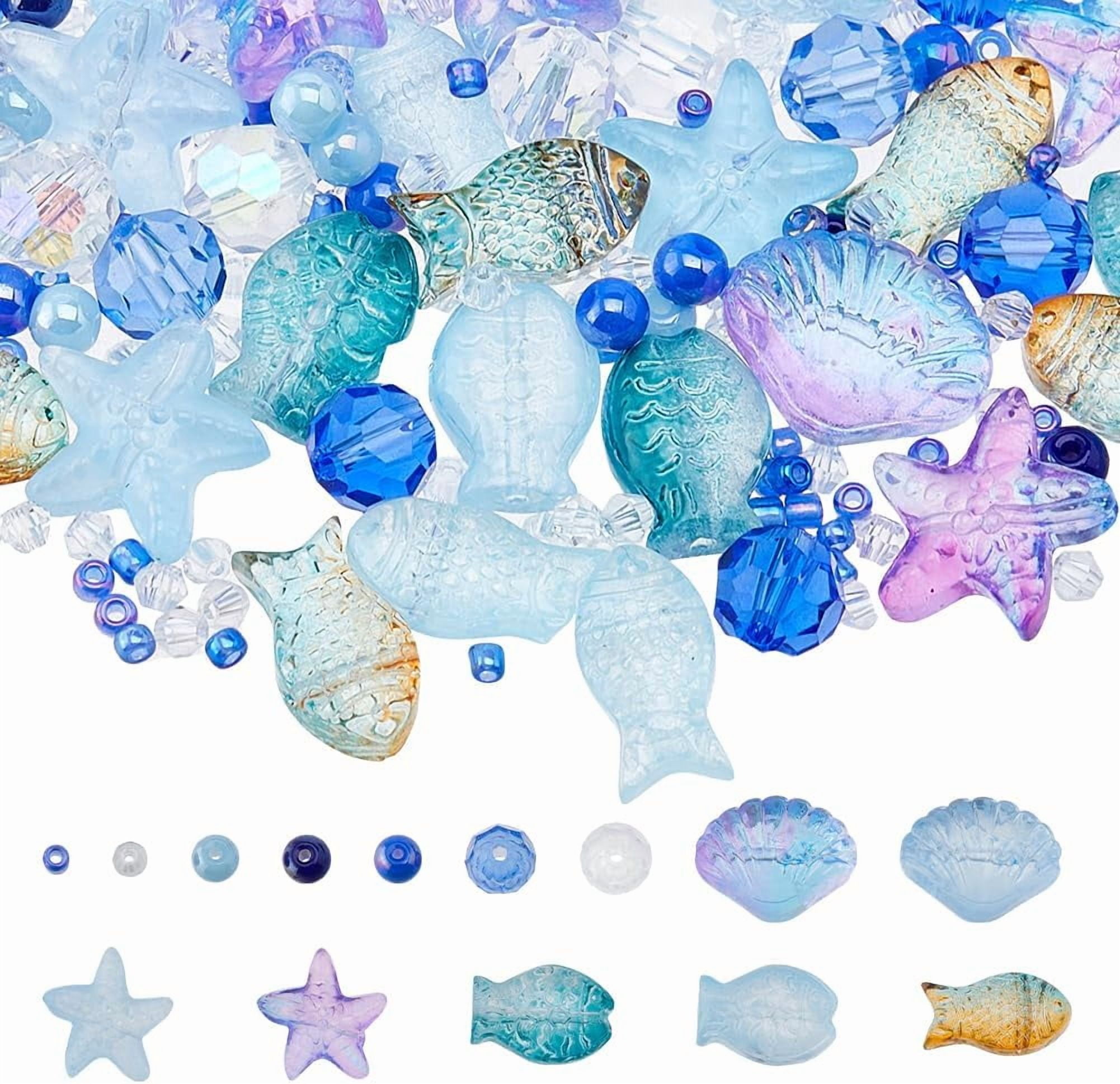 1 Box Summer Ocean Beads Sea Glass Beads Kit Starfish Fish Shell Bead ...