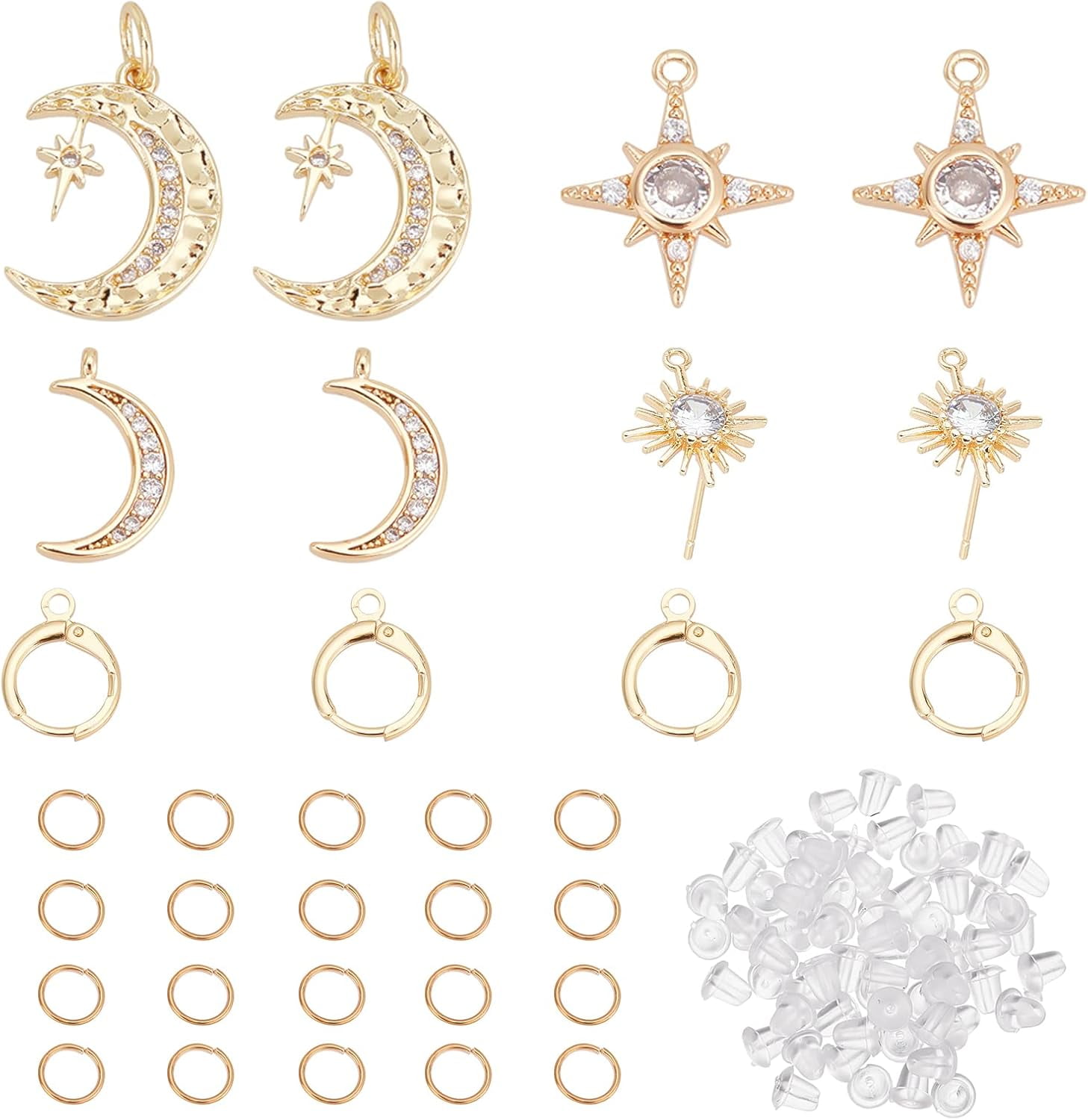 1 Box Sun and Moon DIY Earring Making Kit Including 6Pcs Brass Pendants ...