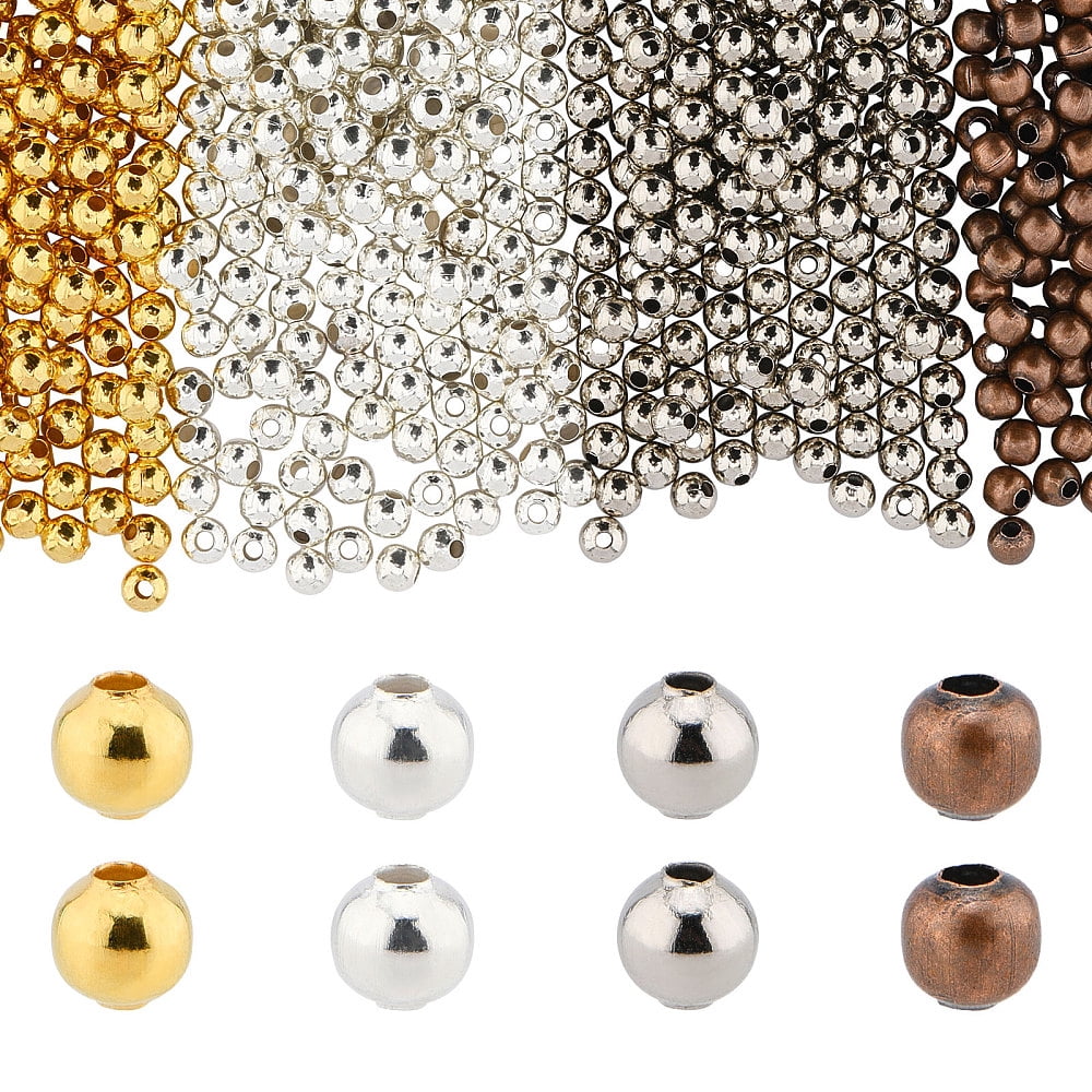 1 Box Tibetan Style Iron Spacer Beads Round Mixed Color 5mm Hole: 2mm 4 ...