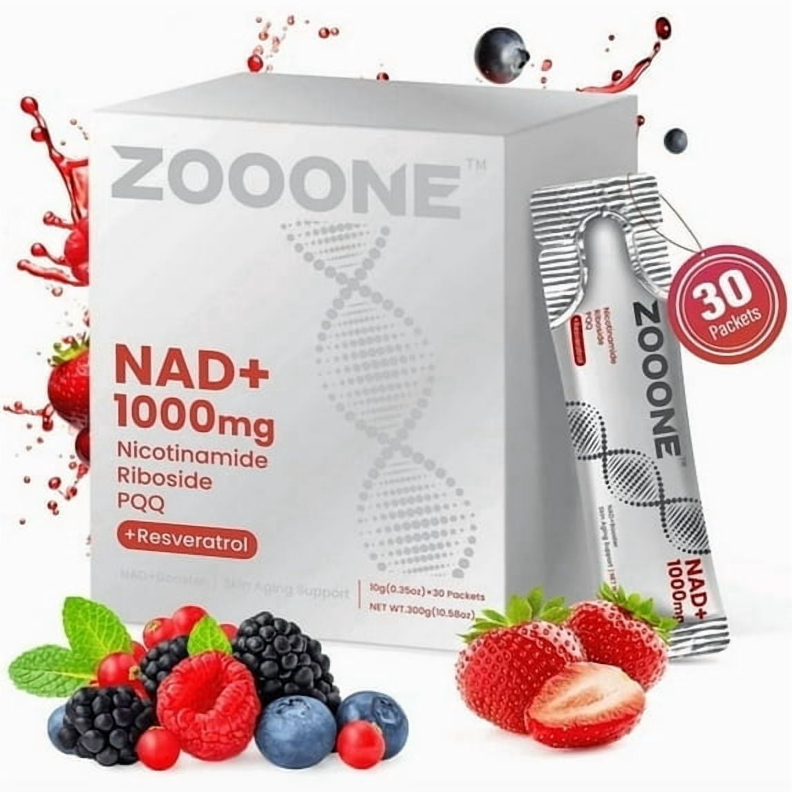 1 Box Zooone NR1000 NAD+ Mix – 30 Packs, Berry Flavored for Skin Anti ...