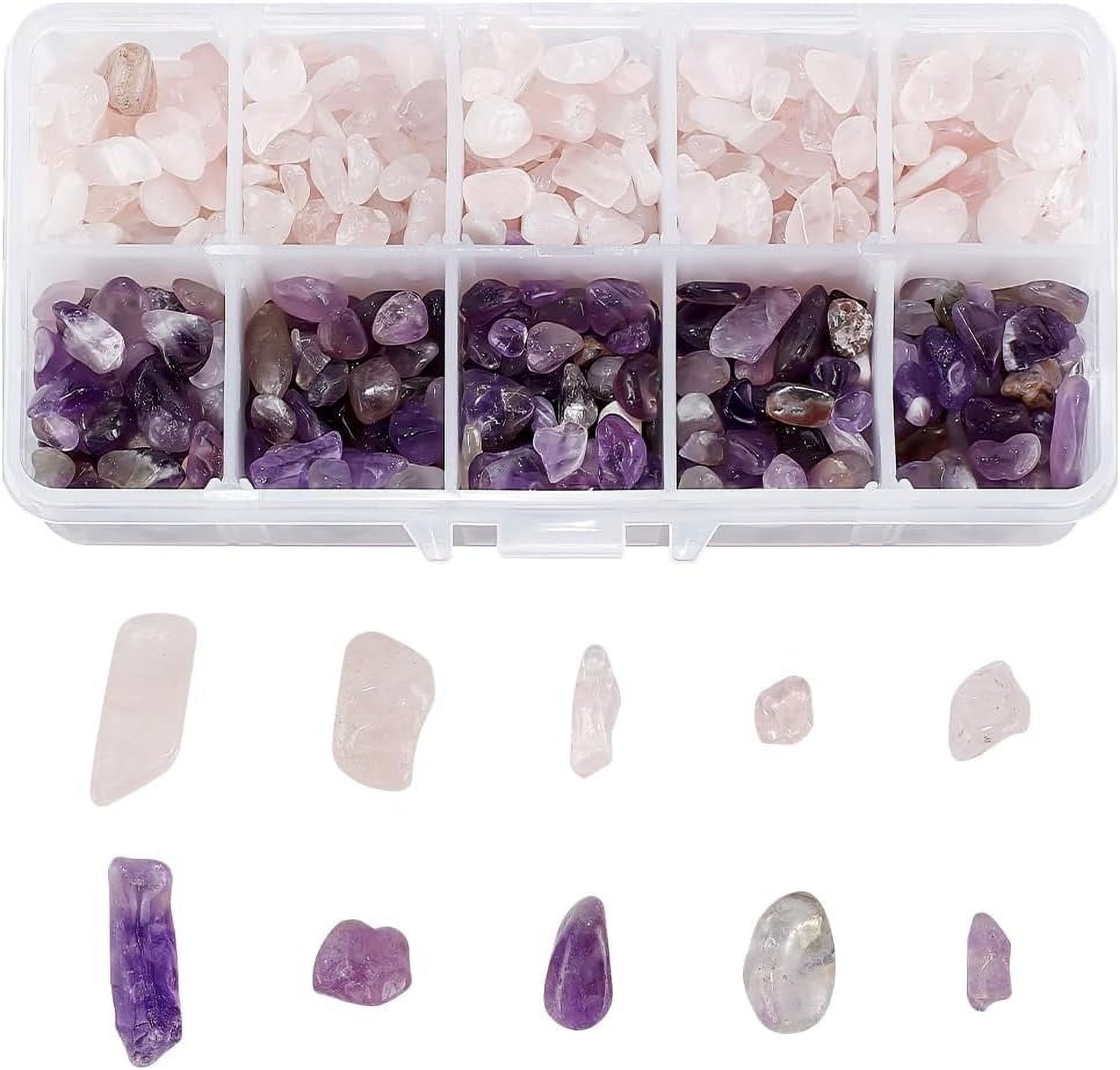 1 Box about 50g 2 Mixed Color Natural Amethyst and Natural Rose Quart ...