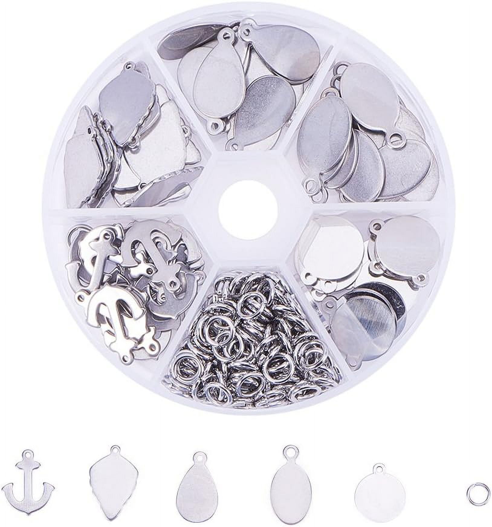 1 Box of 275pcs 304 Stainless Steel Blank Stamping Tag Pendants Sets ...