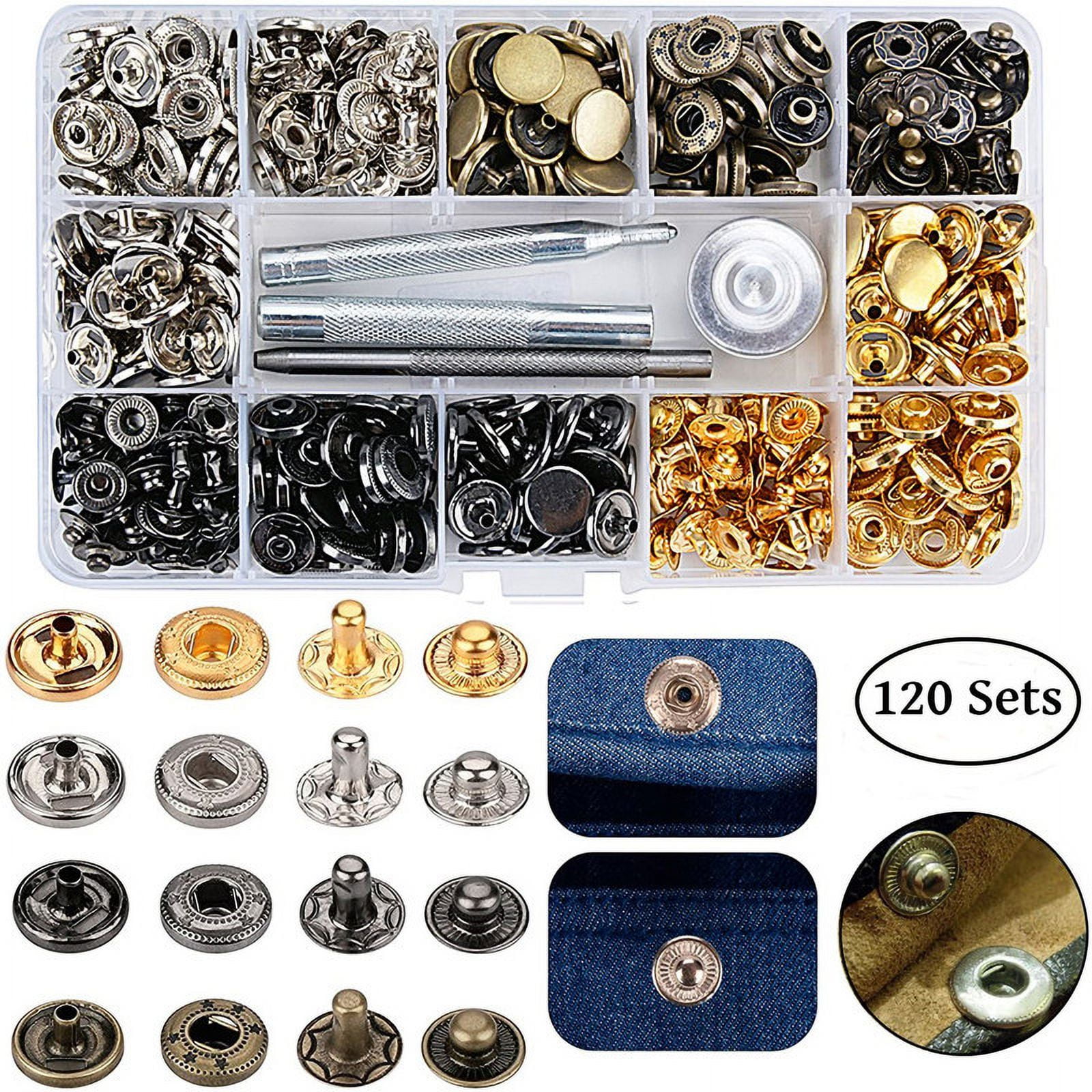 1 Box of No-Sew Iron Buttons Clothes Snaps Buttons Clothes Replacement ...