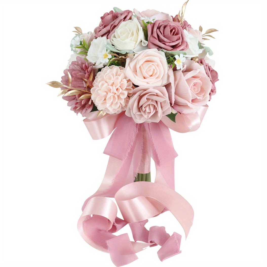 1 Bunch 11.81in Wedding Bouquet Flower Artificial Rose Flowers for ...