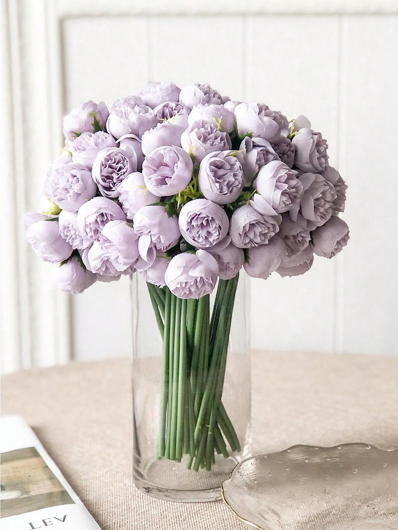 1 Bunch or 2 Bunches Silk Peony Bouquet Artificial Rose Flower 27 Stems ...