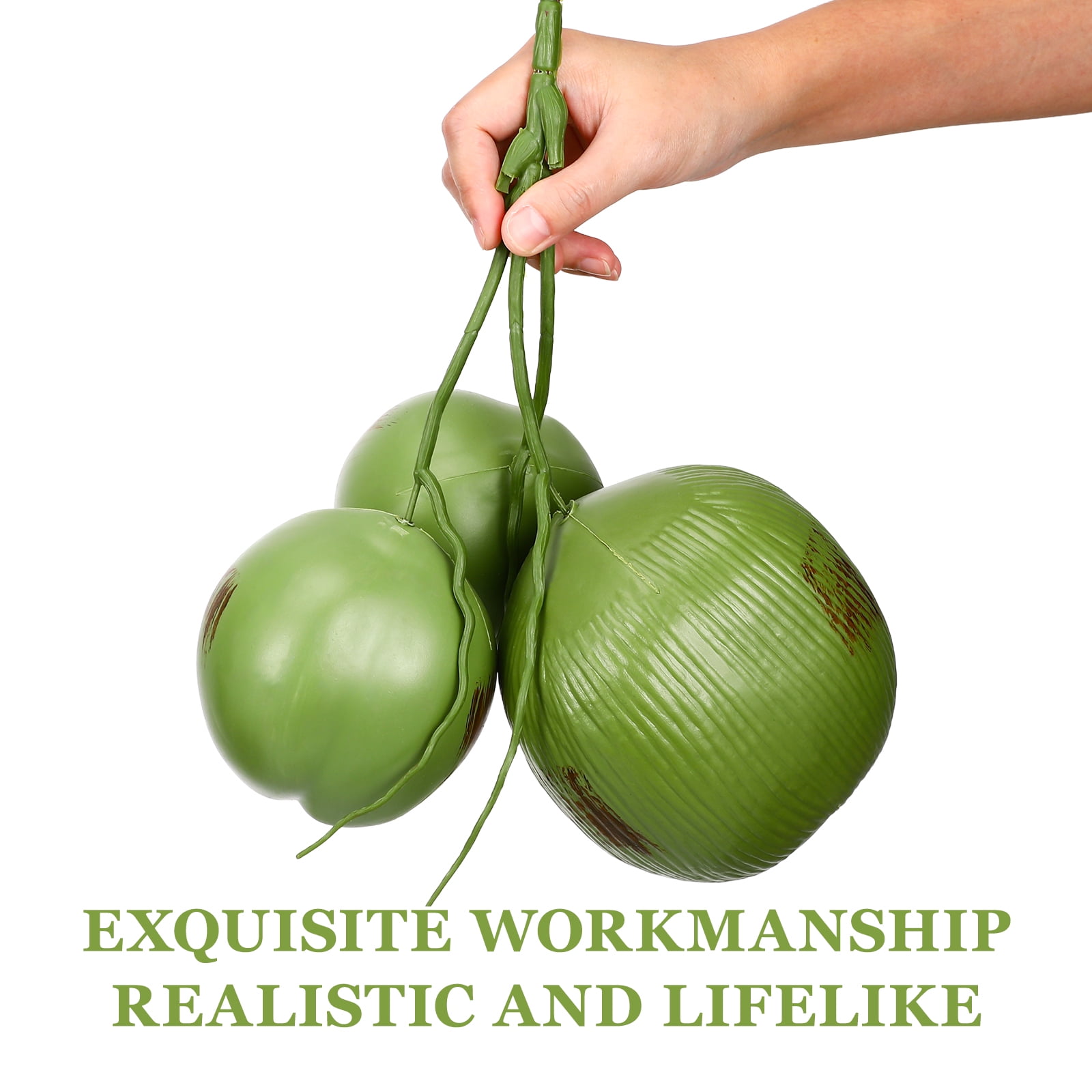 FRCOLOR Coconut Fake Artificial Coconuts Green Plastic 1 Bunch 13.4X10 ...