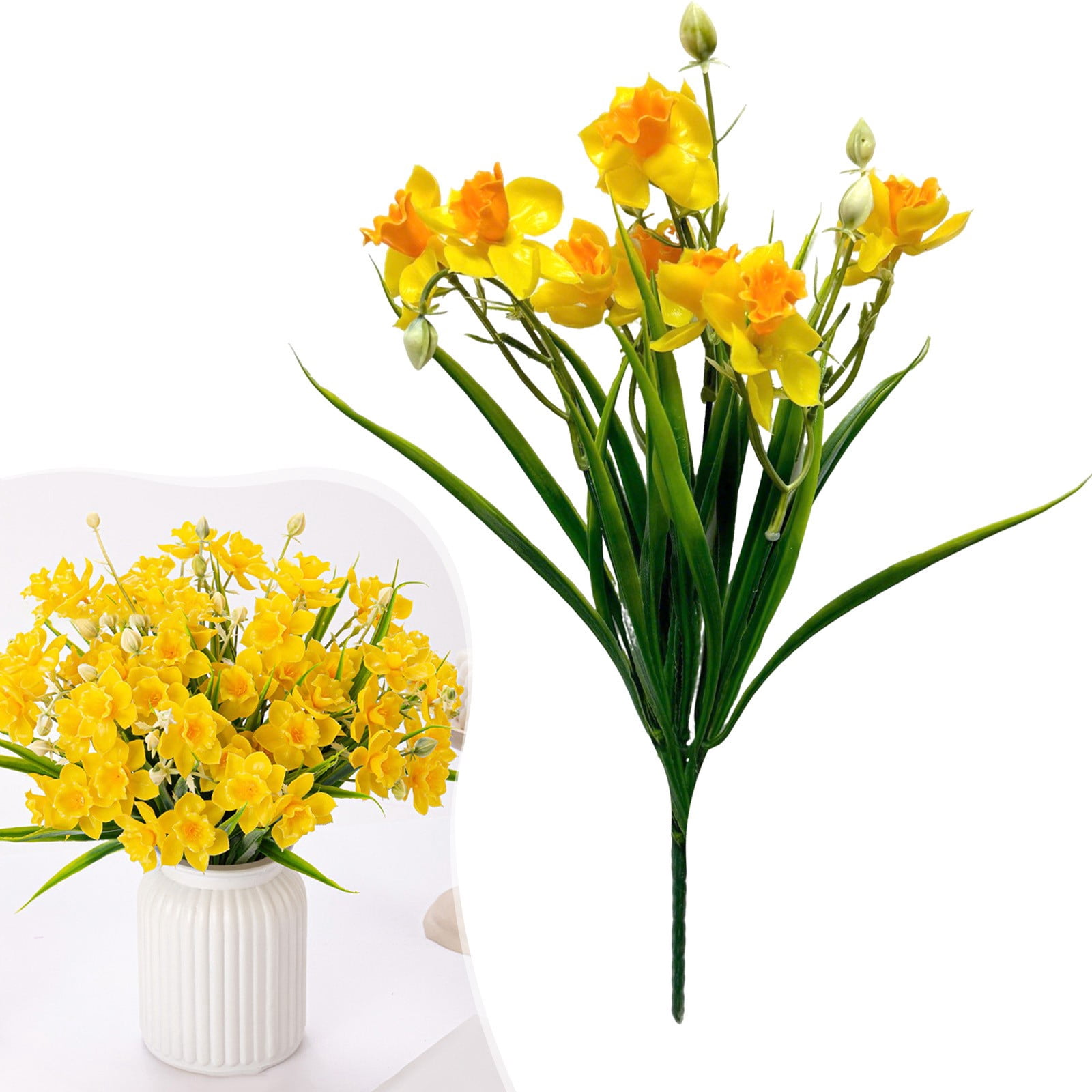 1 Bunches Blooms Artificial Daffodils, 14.6 Inch Artificial Daffodils ...