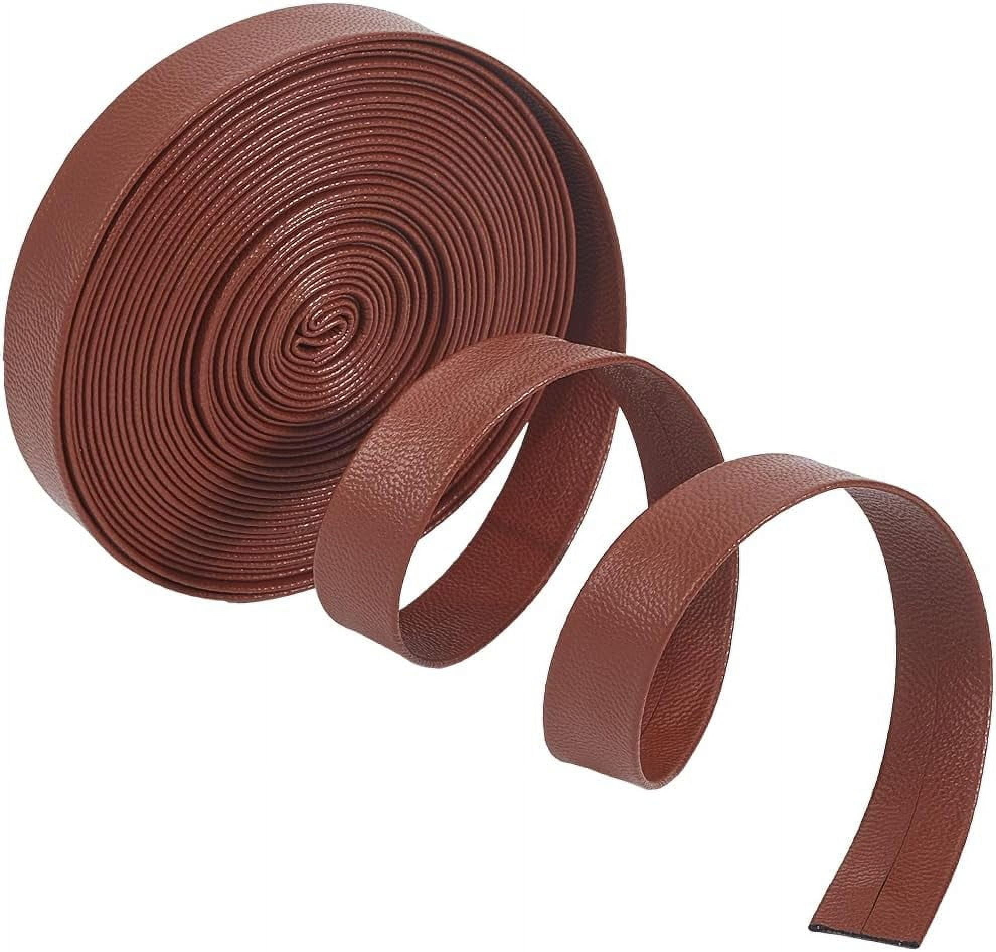 1 Bundle 5m Foldover Leather Strips Cord 15mm Wide Glossy Leather Belt Strap Sienna Thin Leather ...