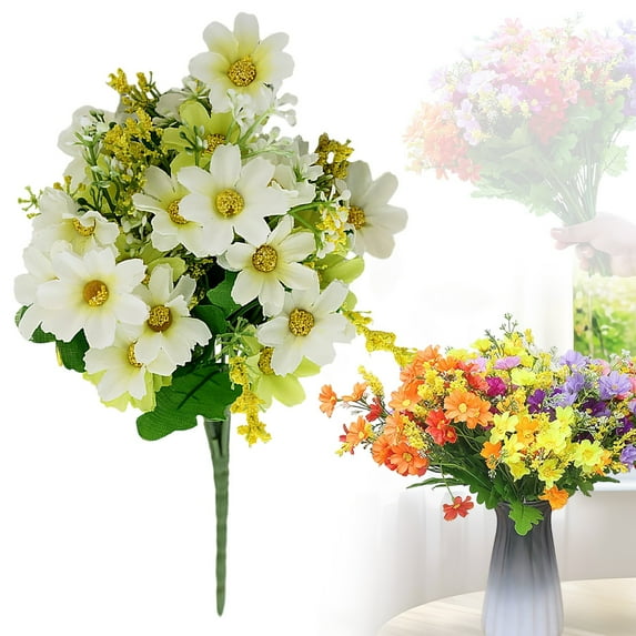 1 Bundle Artificial Daisies Flowers, Plastic Cemetery & Memorial ...