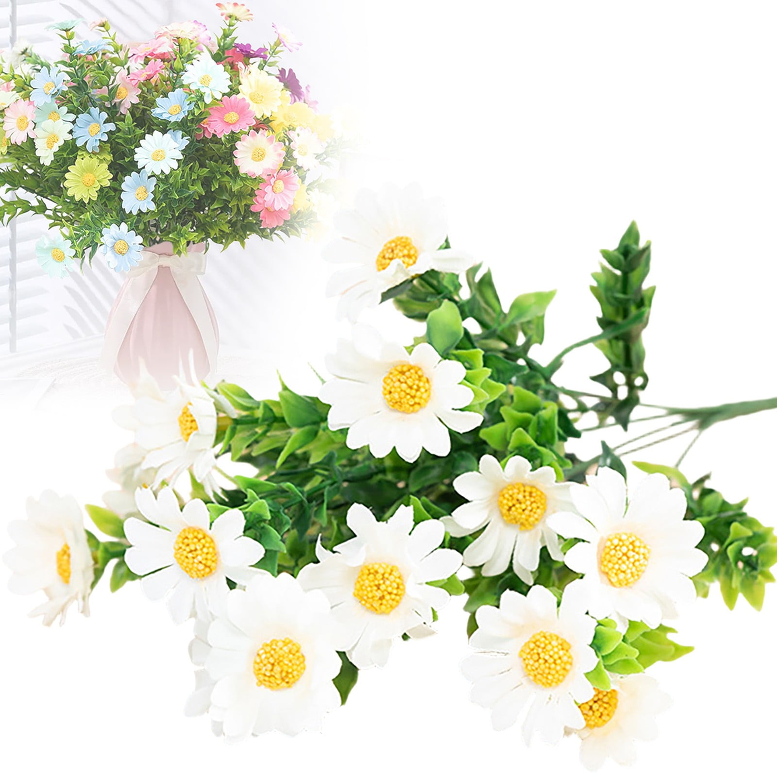 1 Bundle Artificial Daisies Flowers, Plastic Cemetery & Memorial ...