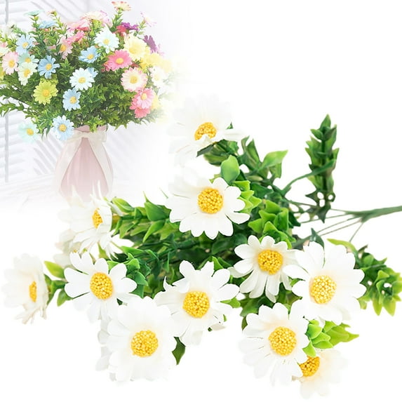 1 Bundles Artificial Daisies Flowers Cemetery Flower Plastic Memorial ...