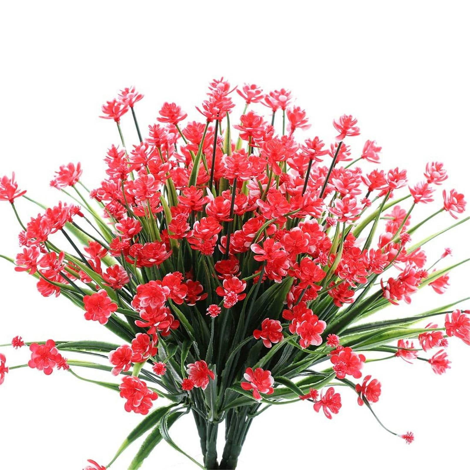 1 Bundles Artificial Flowers, Fake Greenery Faux Plastic Bushes Fake ...