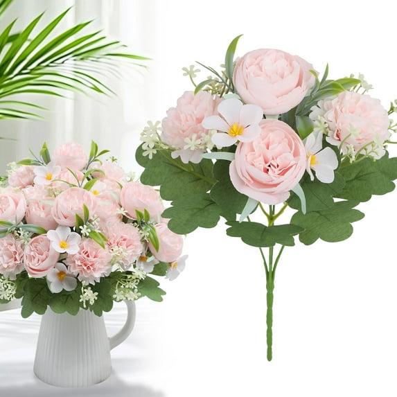1 Bundles Peonies Artificial Flowers Fake Hydrangea Silk Peony Bouquet ...