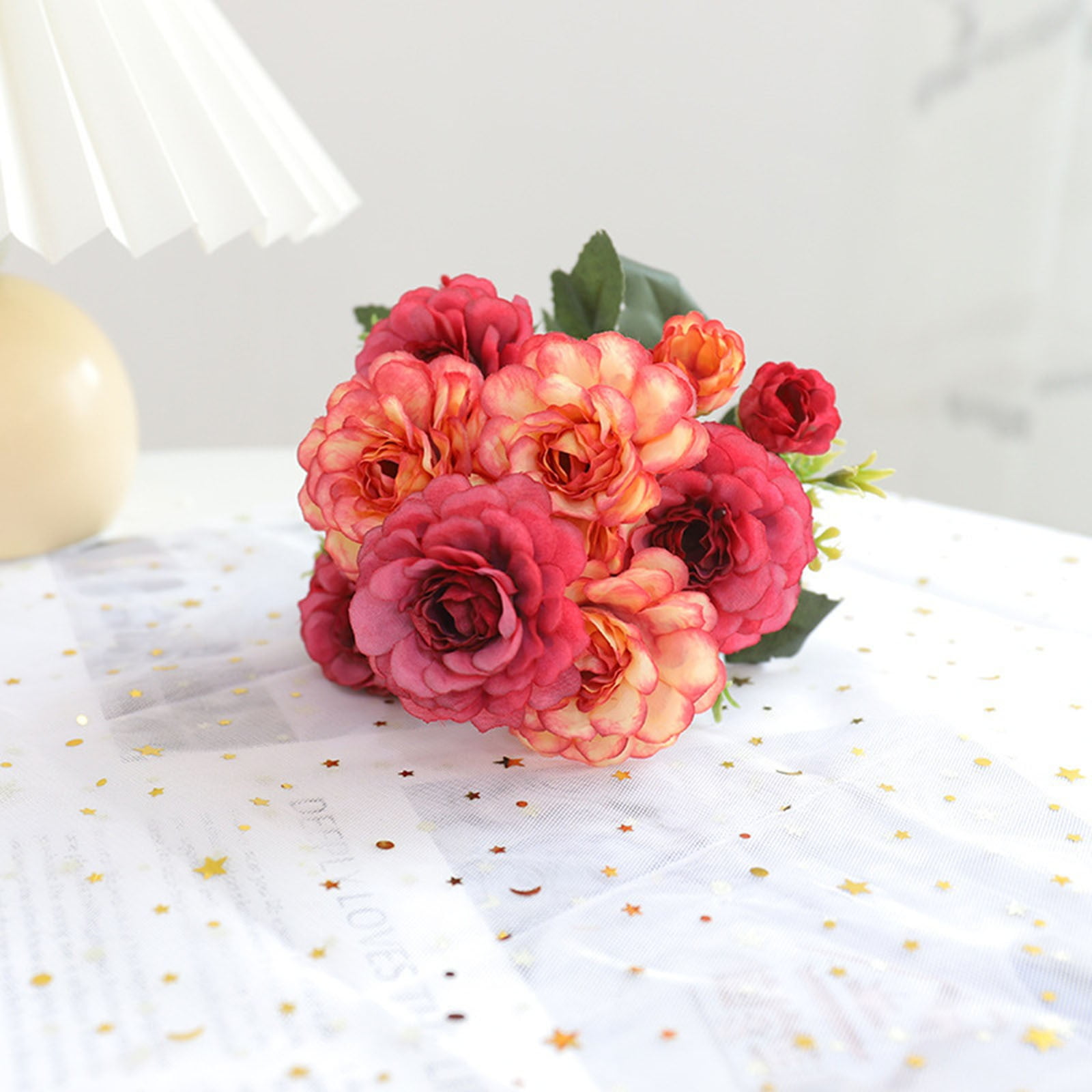 1 Bundles Silk Rose Artificial Flowers Faux Rose Bouquet Fake ...