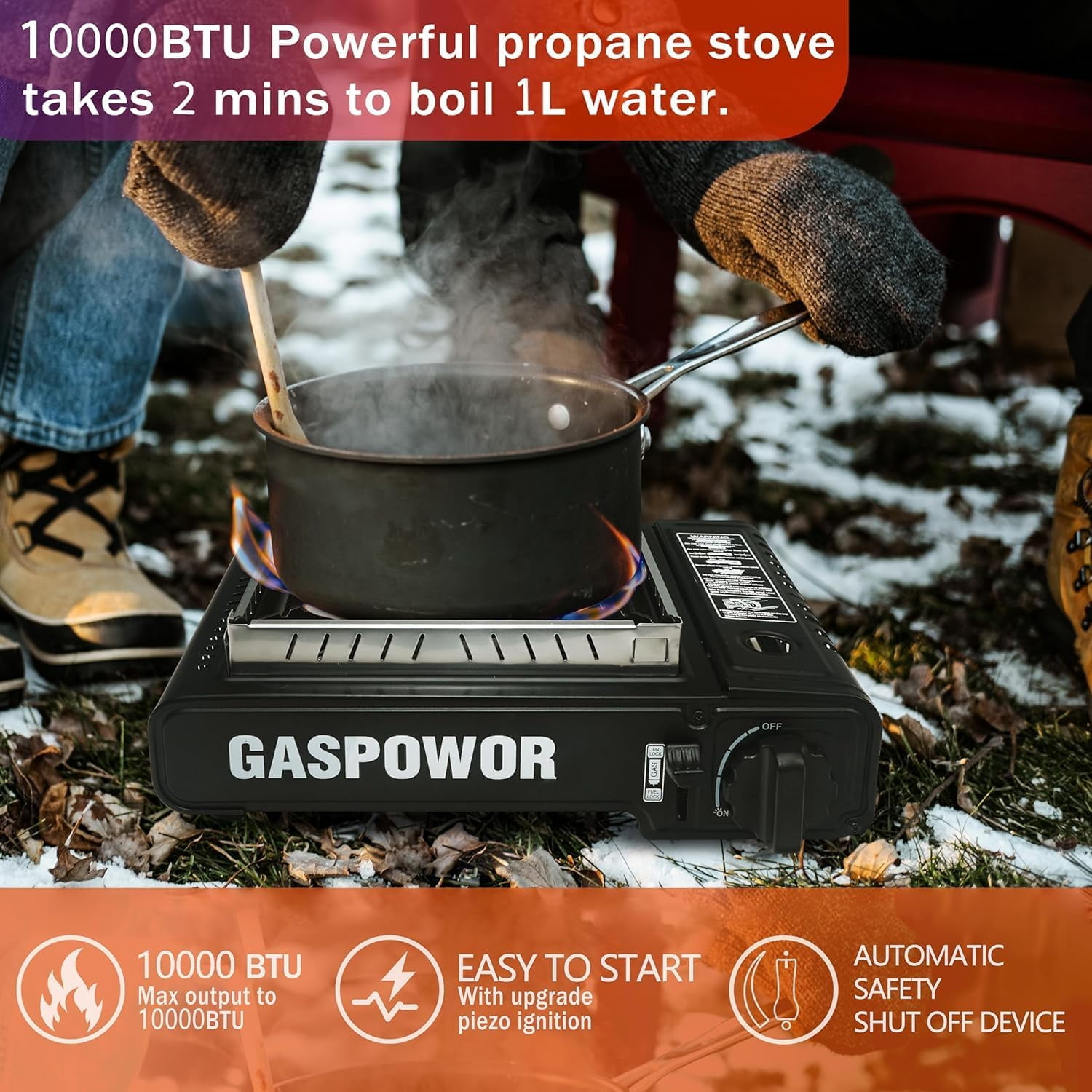 1- Butane Stove with Windblocker, 10000 BTU Portable Gas Stove ...