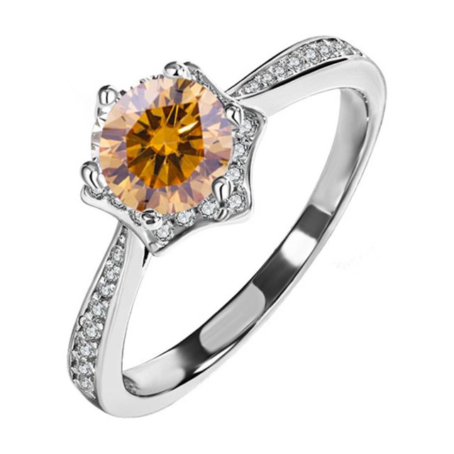 1 CT 18K White Gold Moissanite Rings for Women Gift D Color VVS1 Diamond Rings S925 Sterling ...