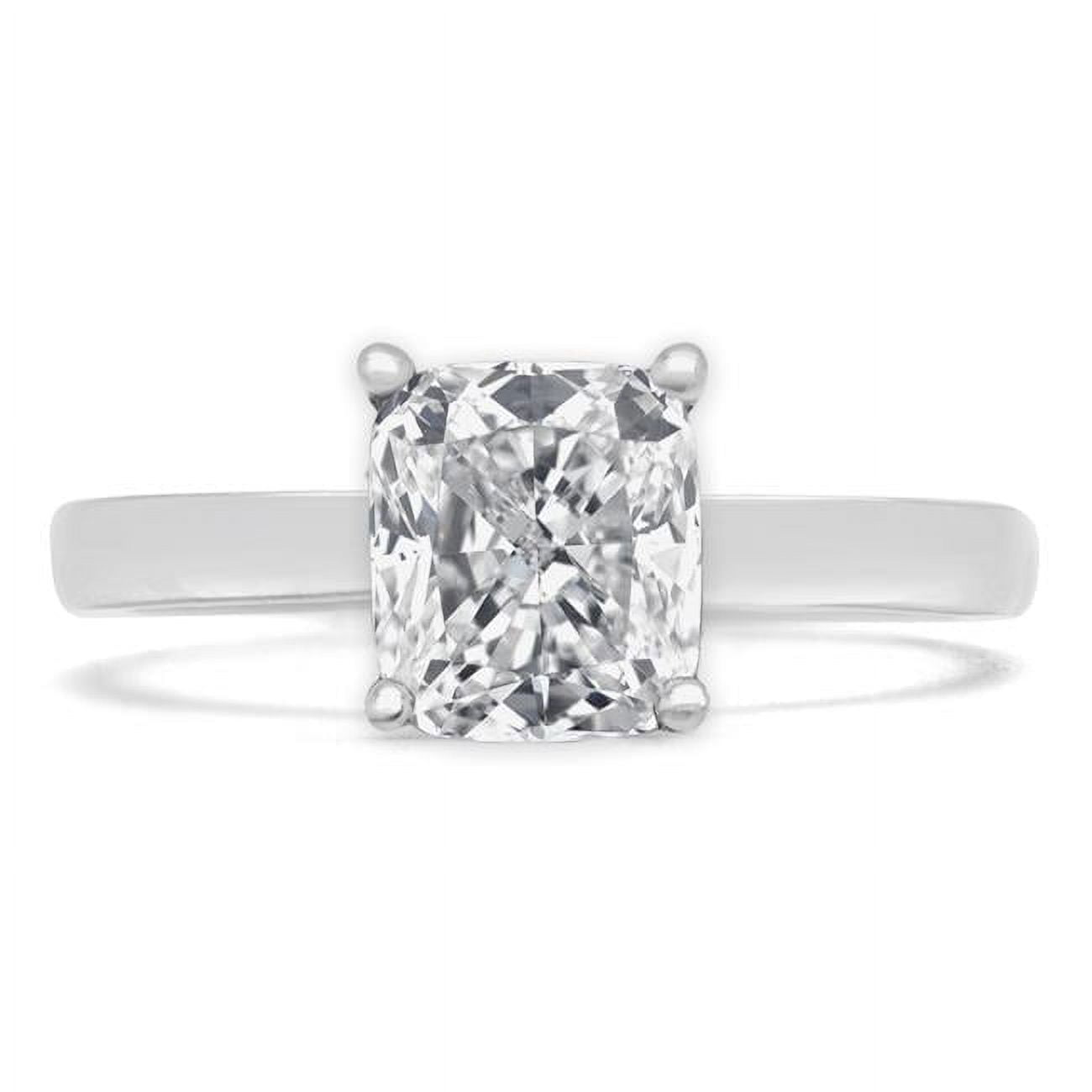 1 CT Cushion Diamond Solitaire Engagement Ring in 14K White Gold - Size ...