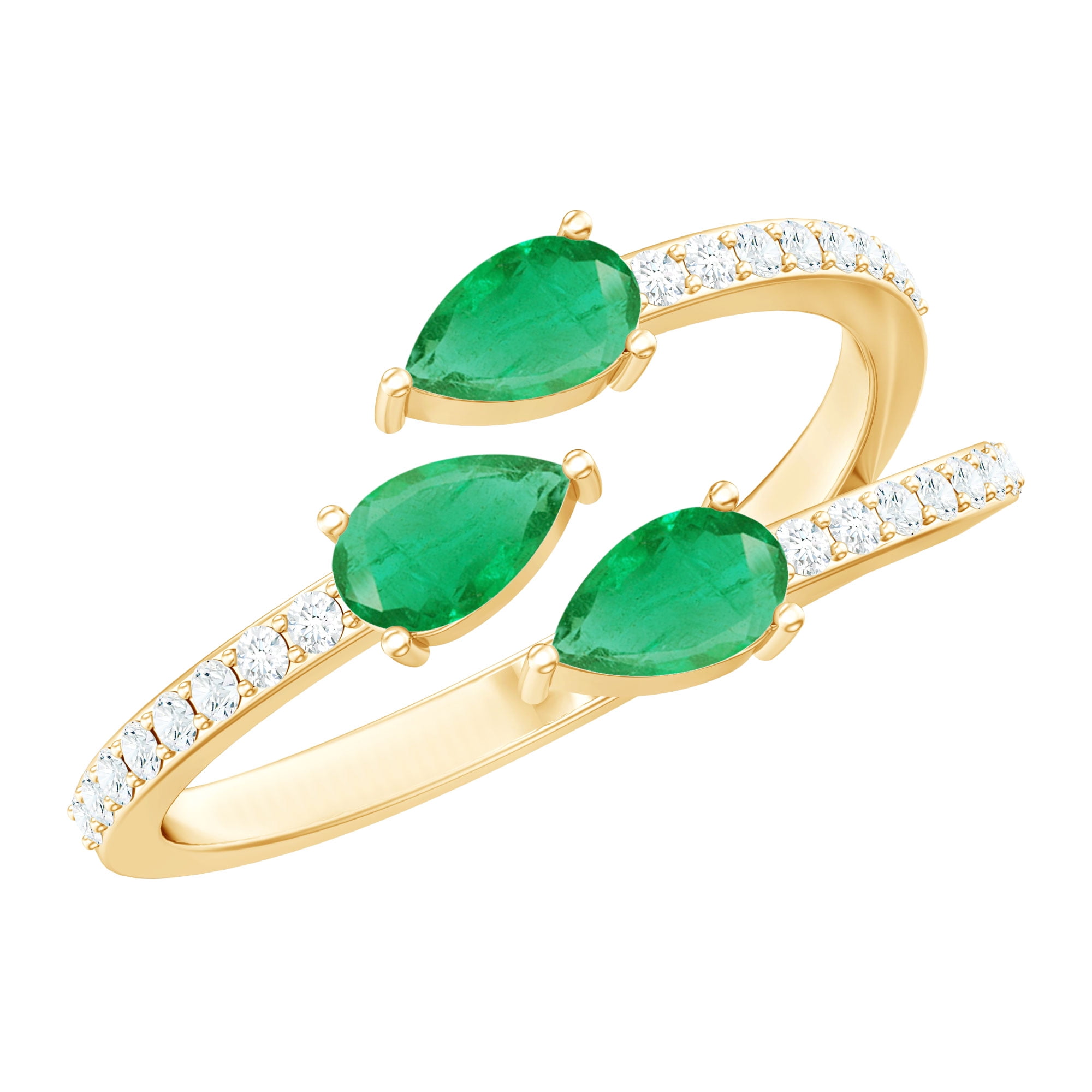 Rosec Jewels 1 CT Emerald Diamond Ring, East West Emerald Ring, Emerald ...