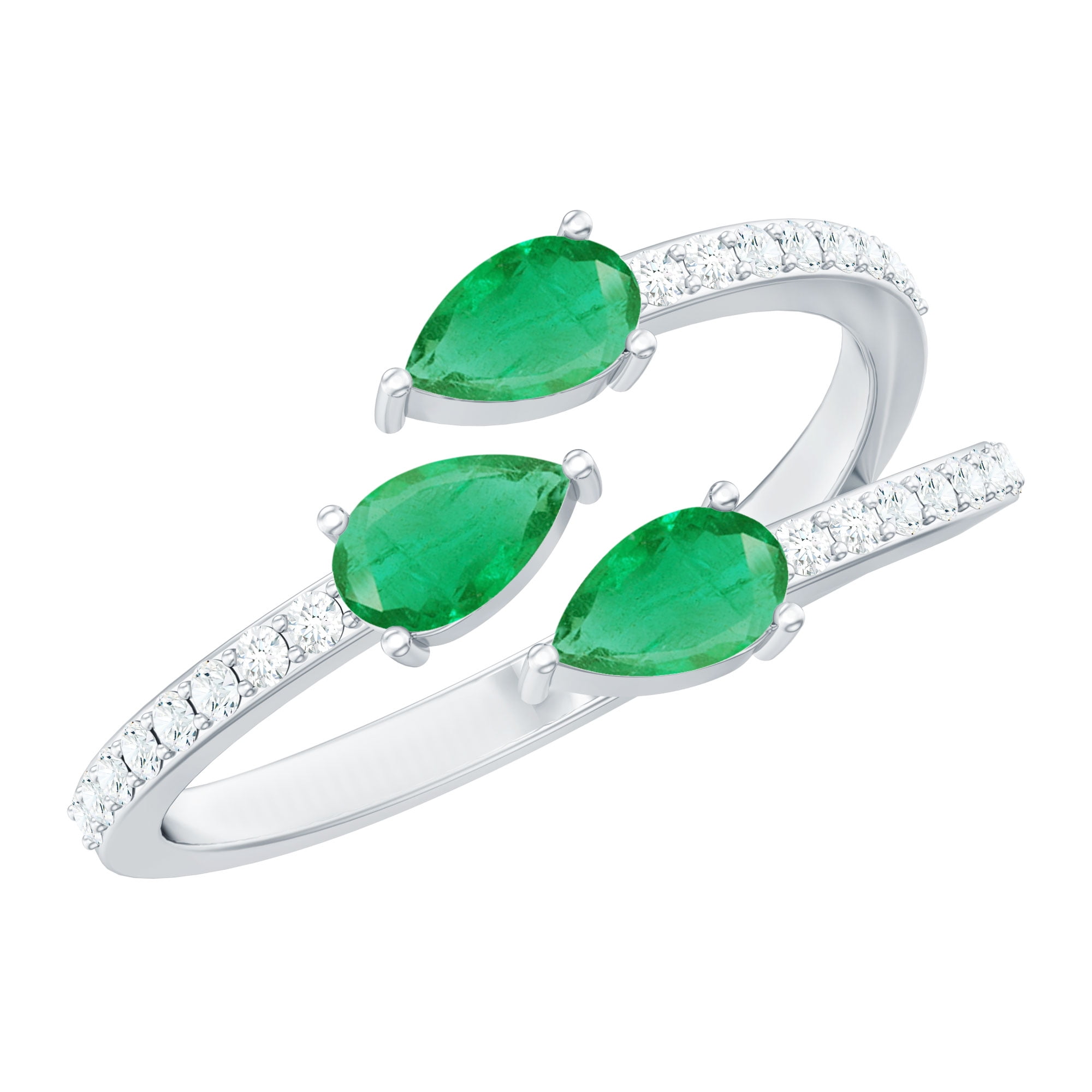 Rosec Jewels 1 CT Emerald Diamond Ring, East West Emerald Ring, Emerald ...