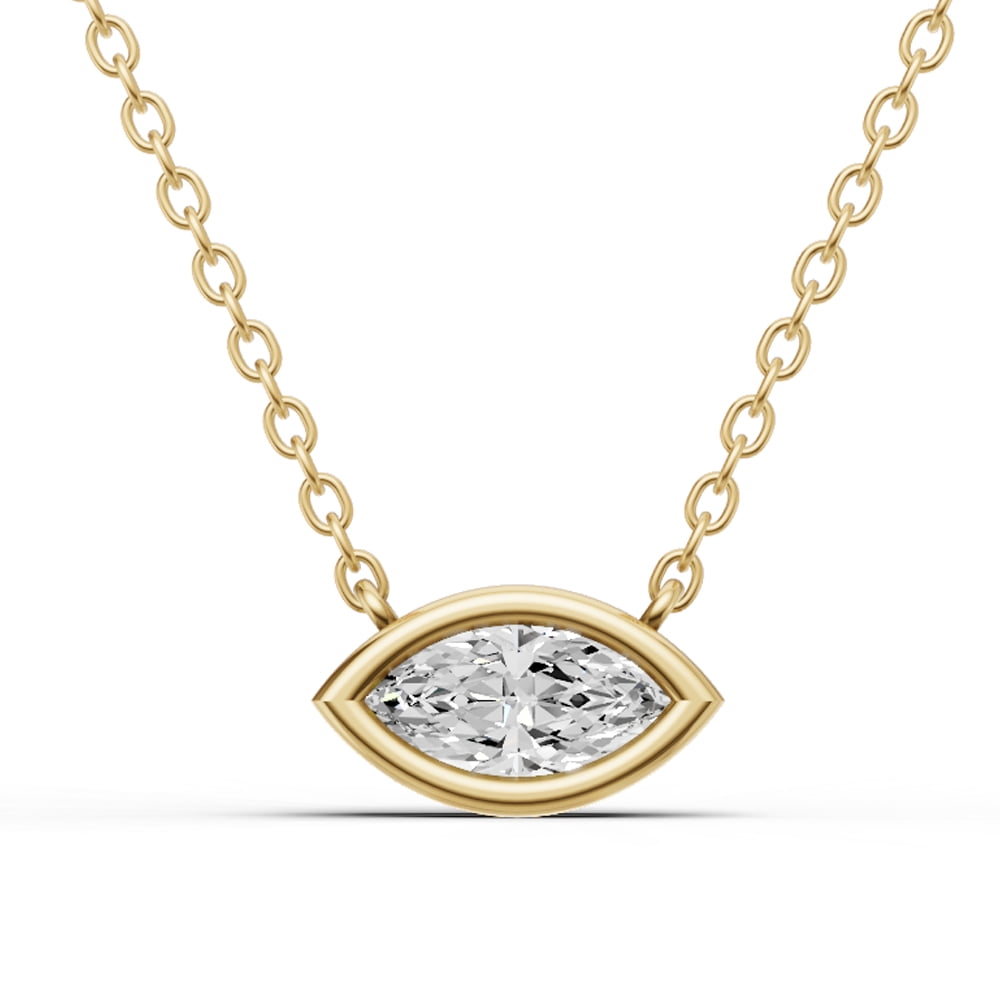 1 CT Lab Grown Marquise Shape Diamond Solitaire Pendant with Bezel ...