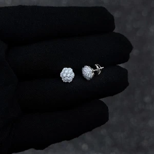 1 CT Round Cluster Simulated Diamond Stud Earrings in Sterling Silver ...