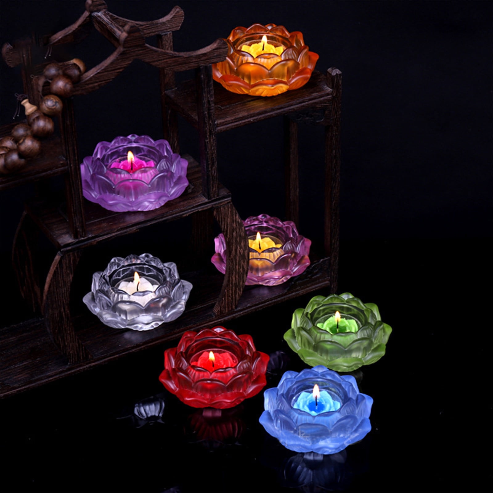 1 Candlestick Clearance! Nomeni Colorful Glass Butter Base Lotus Leaf ...