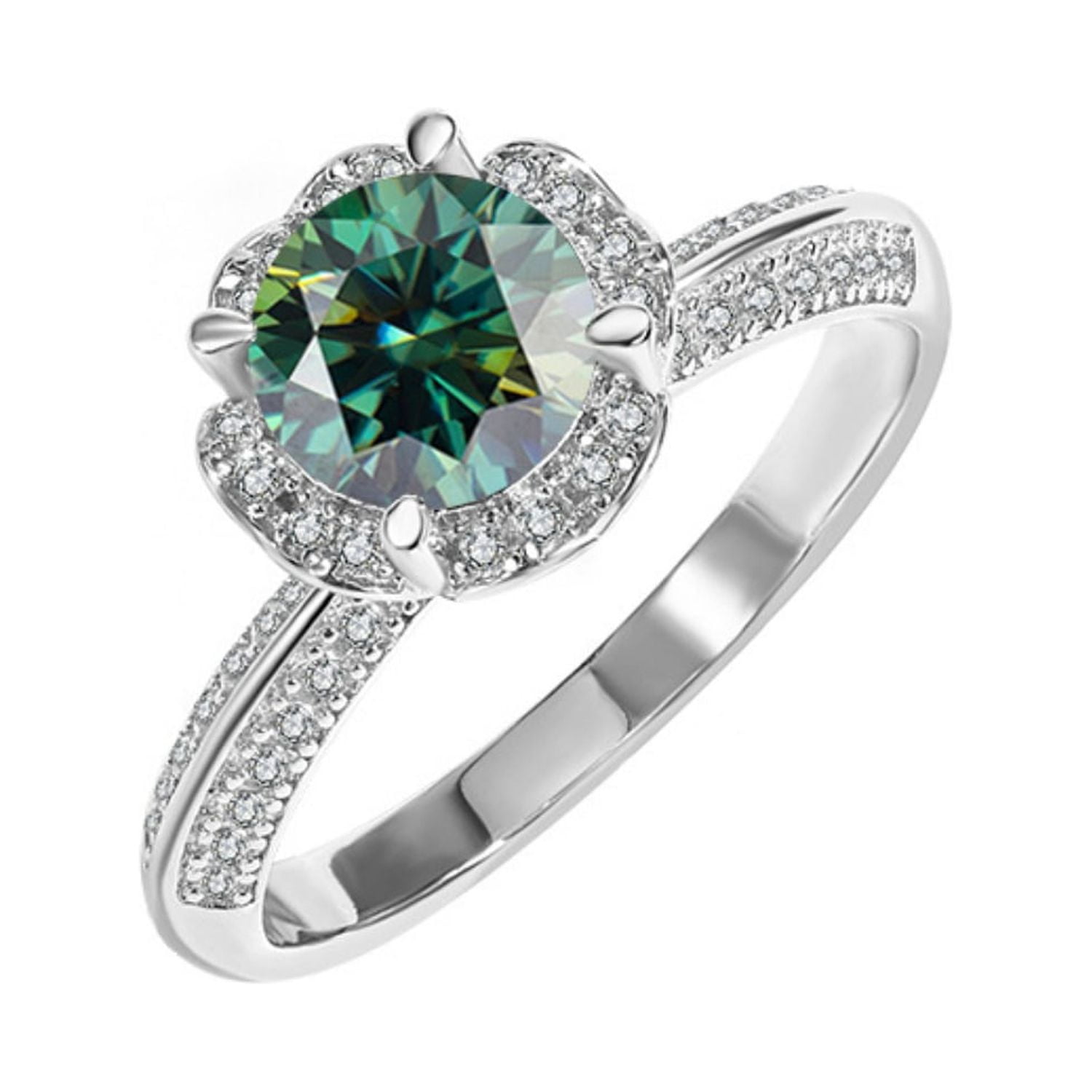 1 Carat 18K White Gold Moissanite Rings for Women Gift D Color VVS1 Diamond Rings S925 Sterling ...