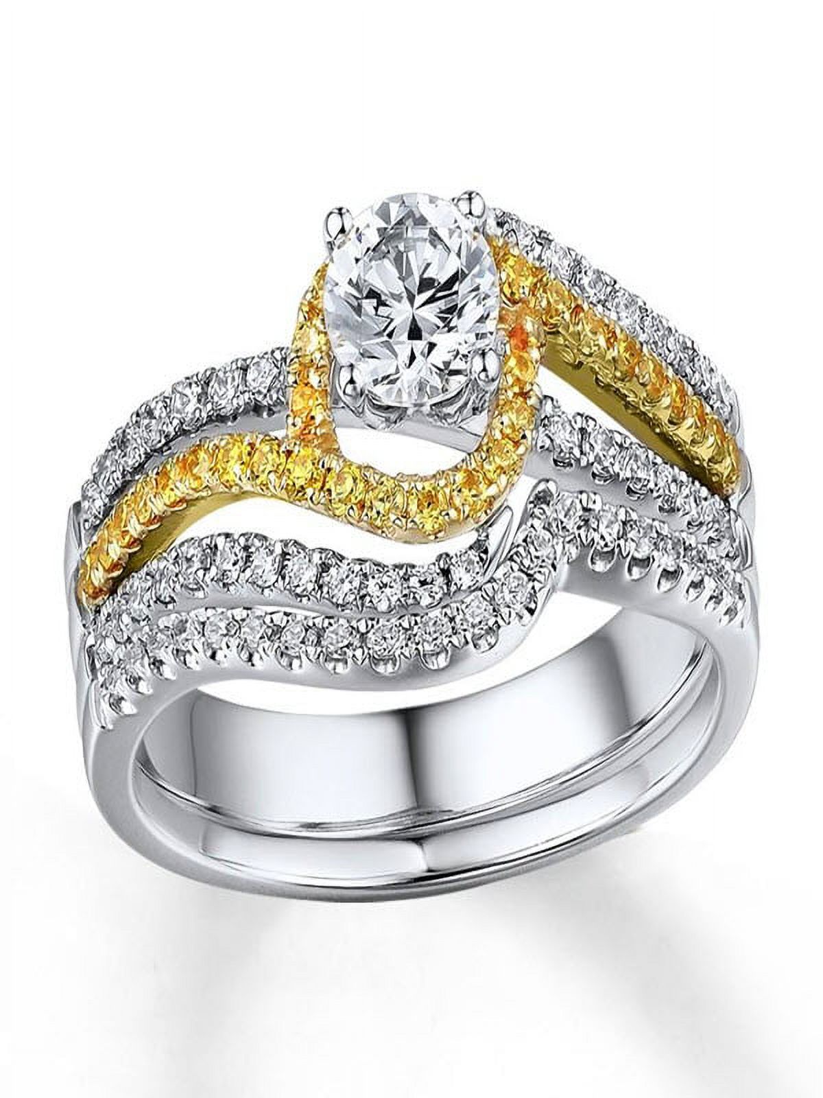 4.9 Carat T.G.W. Brilliant CZ Antiqued Two-Piece Silver-Tone Wedding ...