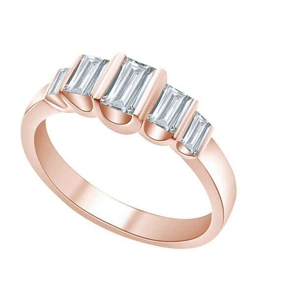 AFFY 1 Carat (Cttw) Baguette Shape White Natural Diamond Five Stone ...