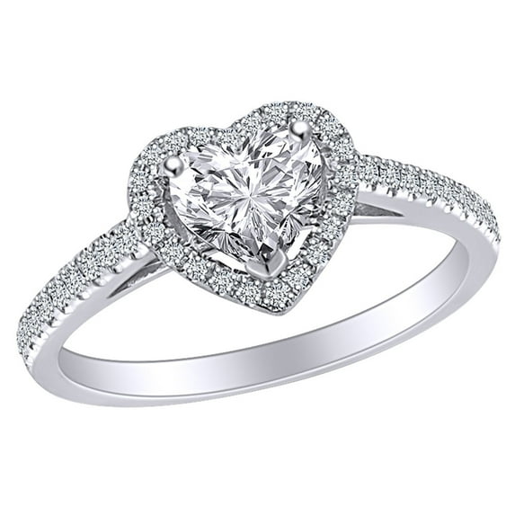 AFFY 1 Carat (Ctw) Heart & Round Cut White Natural Diamond Heart ...