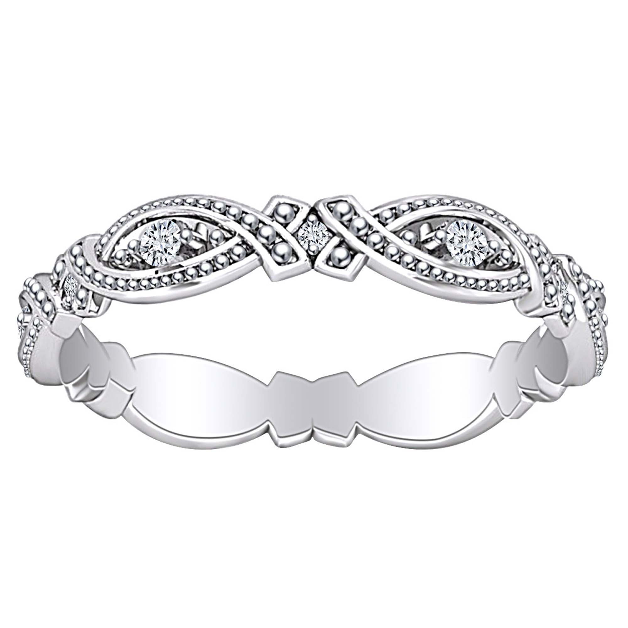 AFFY 1 Carat (Ctw) Round Shape White Natural Diamond Eternity ...