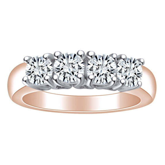 AFFY 1 Carat (Ctw) Round Shape White Natural Diamond Four Stone Wedding ...