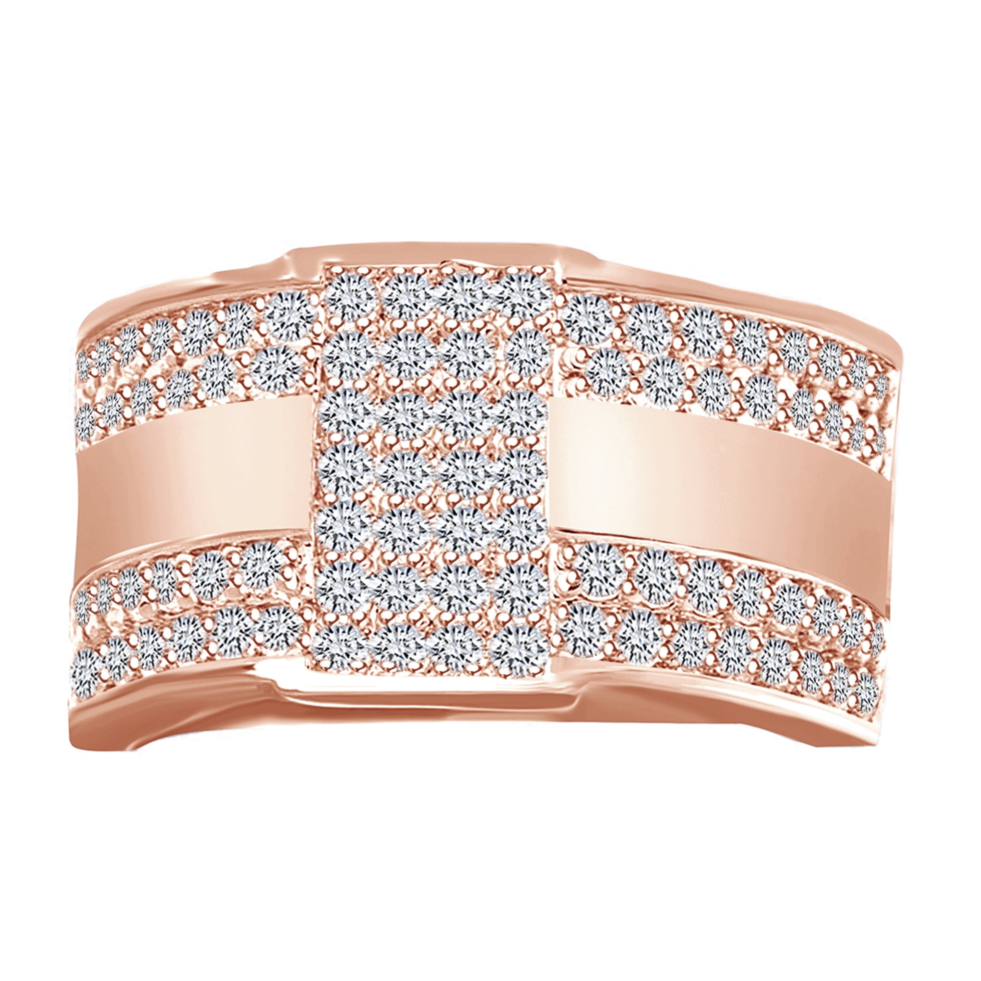 AFFY 1 Carat (Ctw) Round Shape White Natural Diamond Iced Out Hip Hop ...