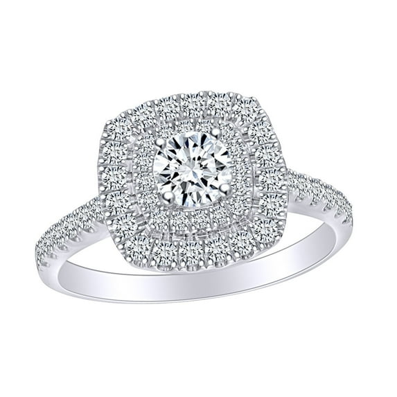 AFFY 1 Carat (Ctw) Round Shape White Natural Diamond Square Frame ...