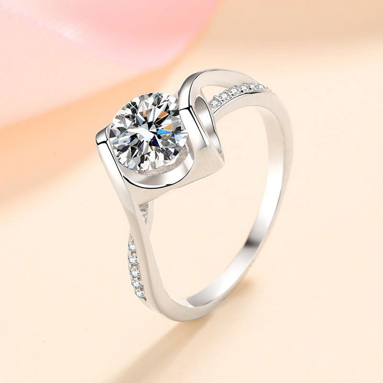 1 Carat D Color VVS1 Moissanite Diamond Rings for Women, S925 Sterling Silver 18K Gold Plated ...