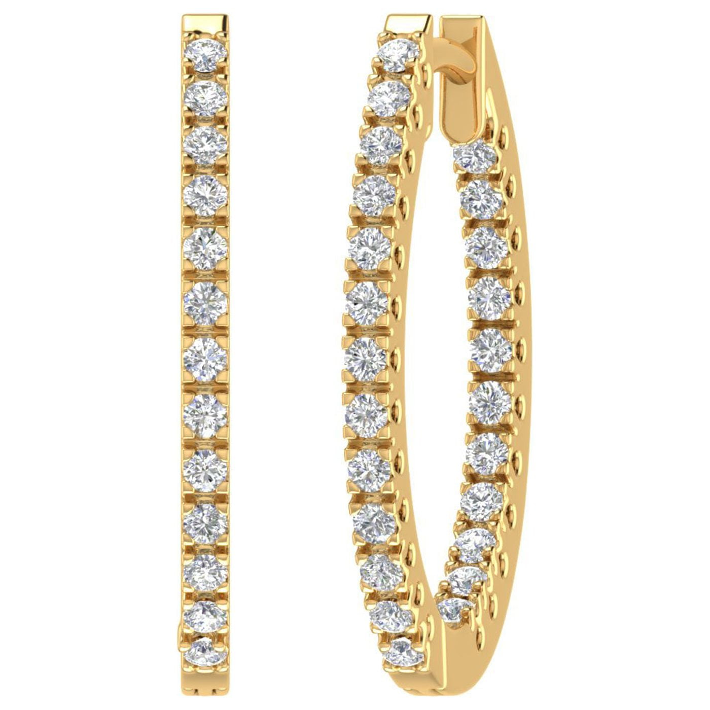 14k Yellow Gold 1 Carat Diamond Inside-out Hoop Jewelry Earrings (I1-I2 ...
