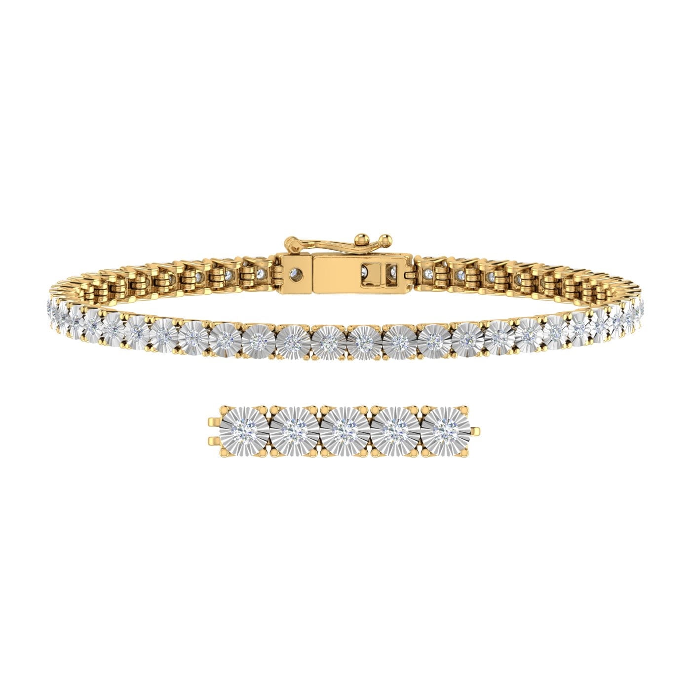 1 Carat Diamond Tennis Bracelet In 18k Yellow Gold Over Sterling Silver