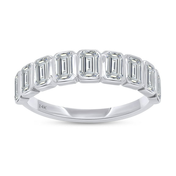 AFFY 0.9 Carat (Ctw) Round Simulated Emerald & White Natural Diamond ...