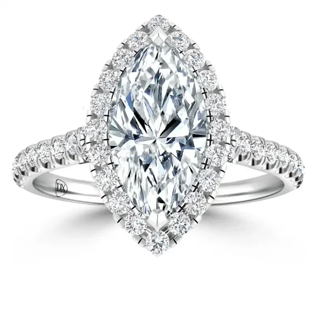 1 Carat Marquise Cut Lab Grown Diamond Solitaire Engagement Ring in 10K ...