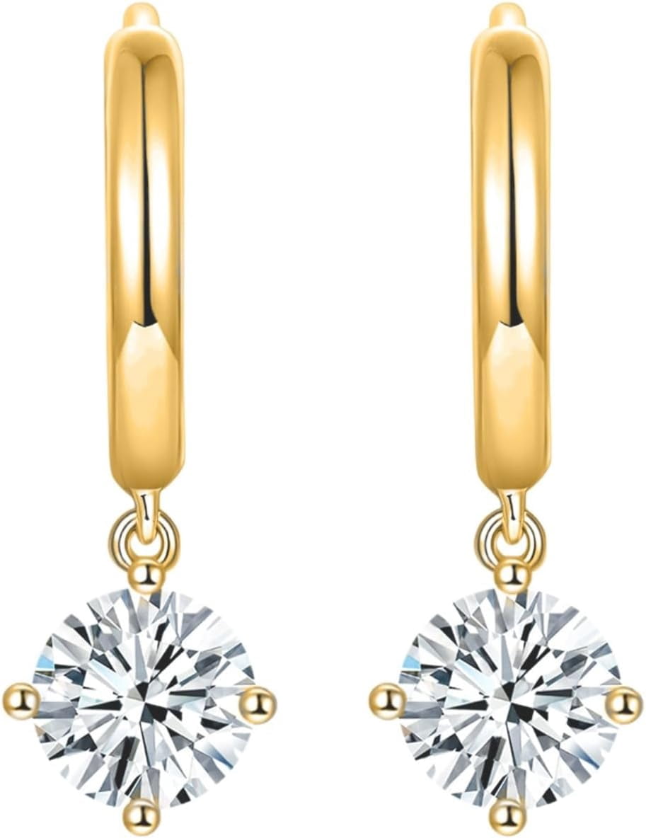 1 Carat Moissanite Hoop Earrings for Women 925 Sterling Silver Diamond ...