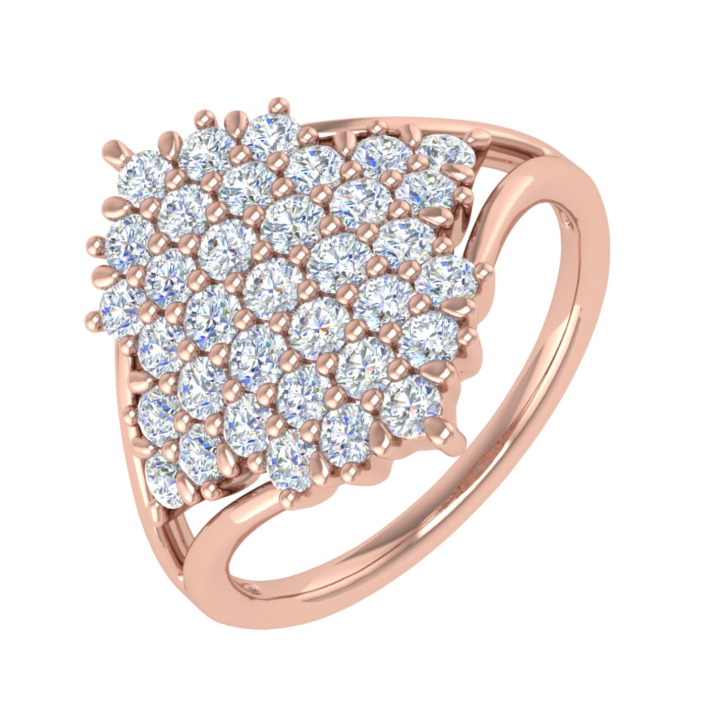 1 Carat Natural Diamond Cluster Ring Band in 14K Rose Gold (Ring Size ...